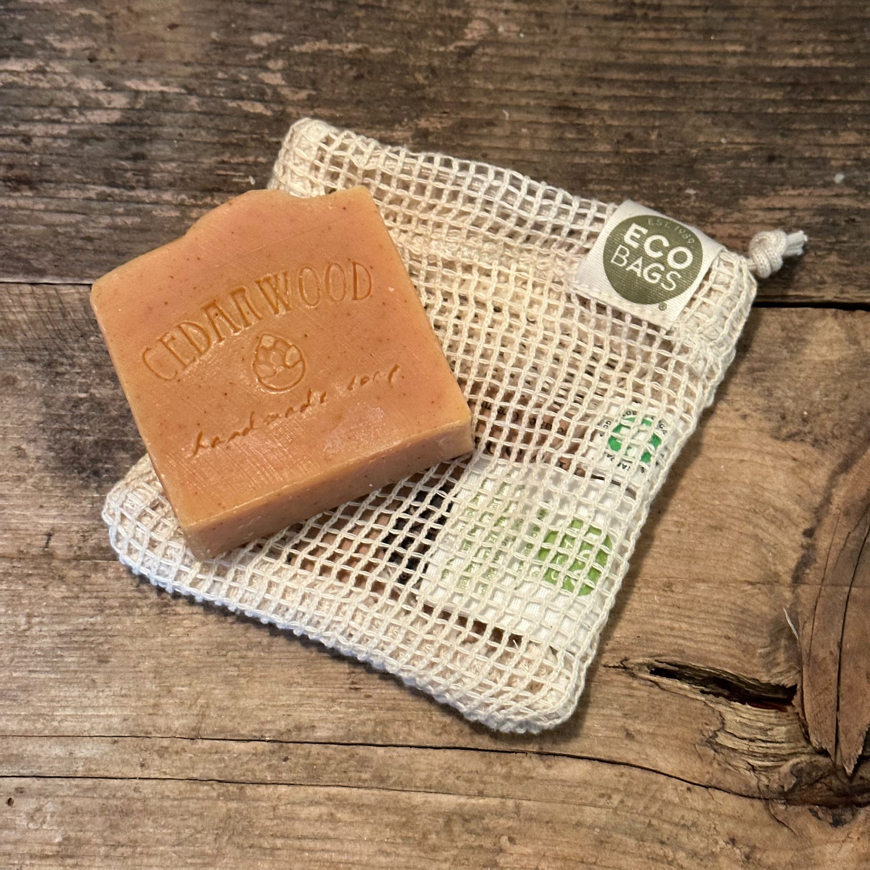 Natural Cotton Soap Bag– Cedarwood Soap