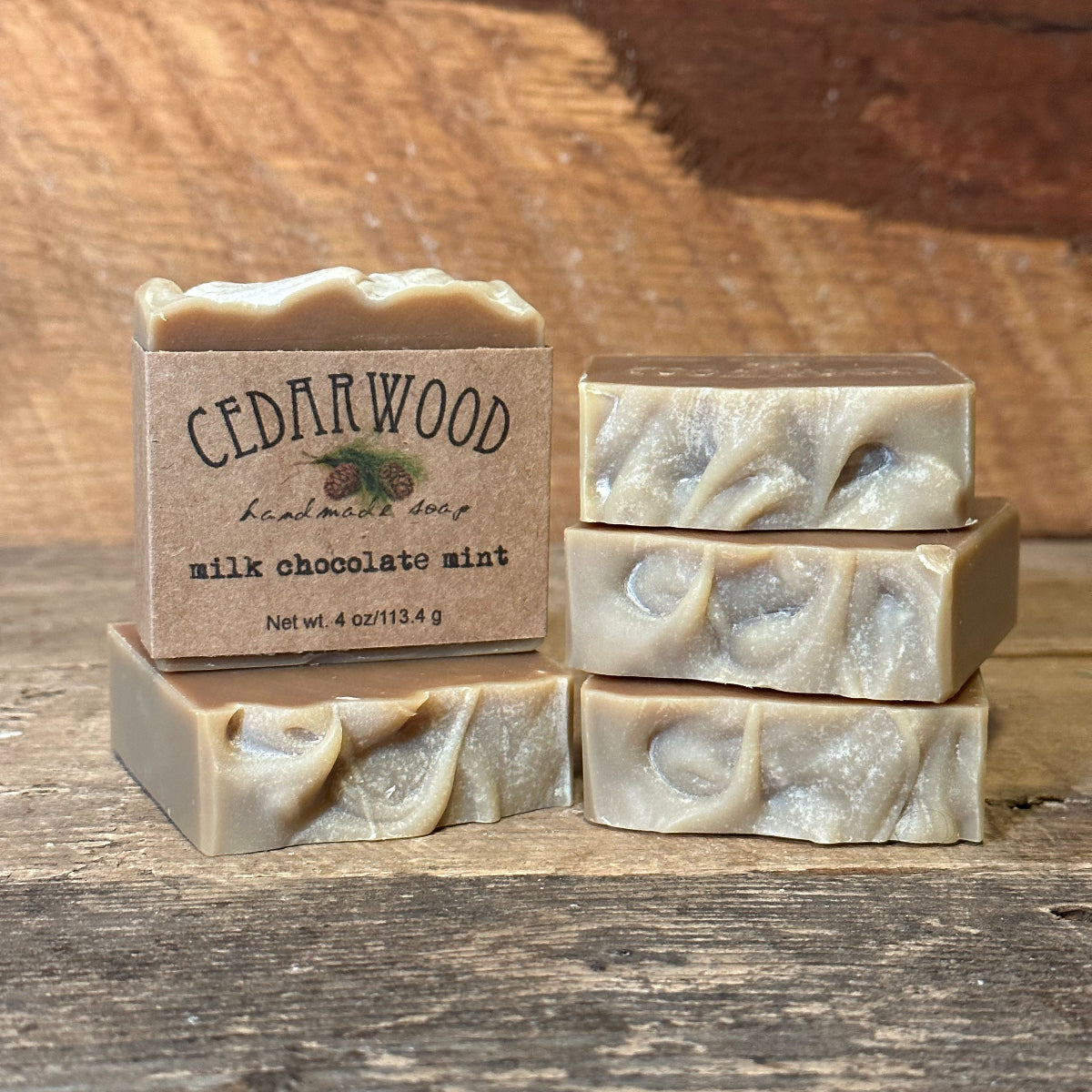 Milk Chocolate Mint handmade soap bar– Cedarwood Soap
